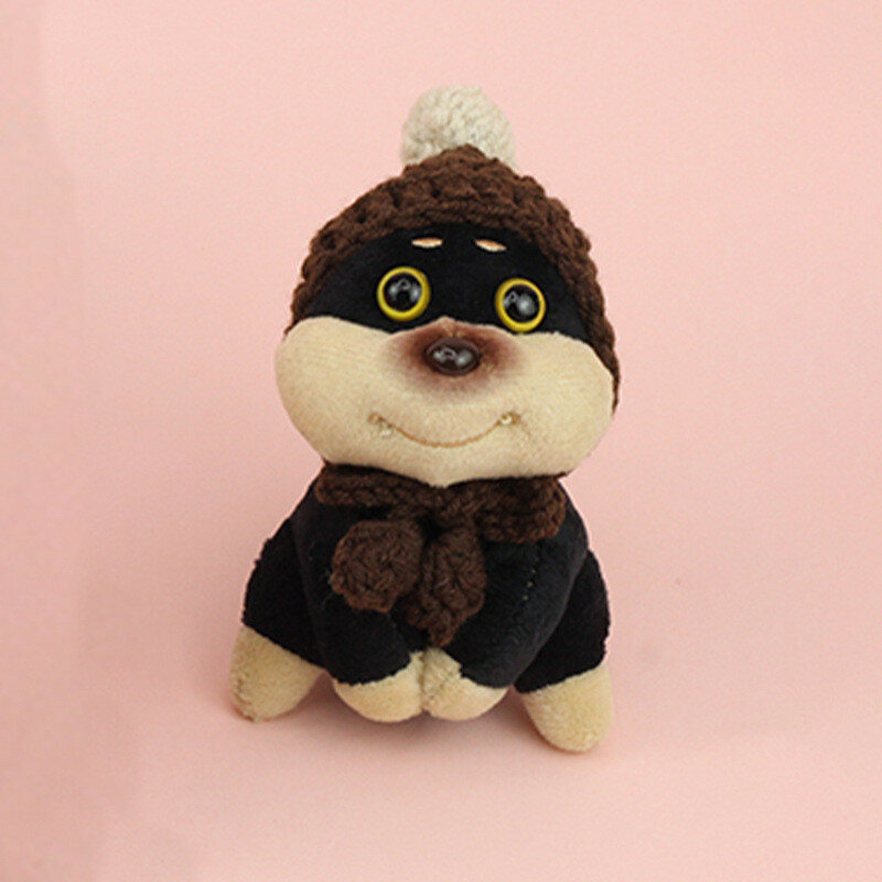 Ключница собака короткая шляпа из плюша deep brown с рюкзаком для повседневных аксессуаров тёмно-коричневый канатный шлем