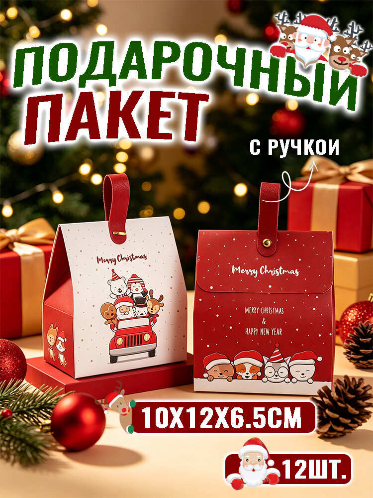 Пакет подарочный 10*12*6.5 см 12 шт