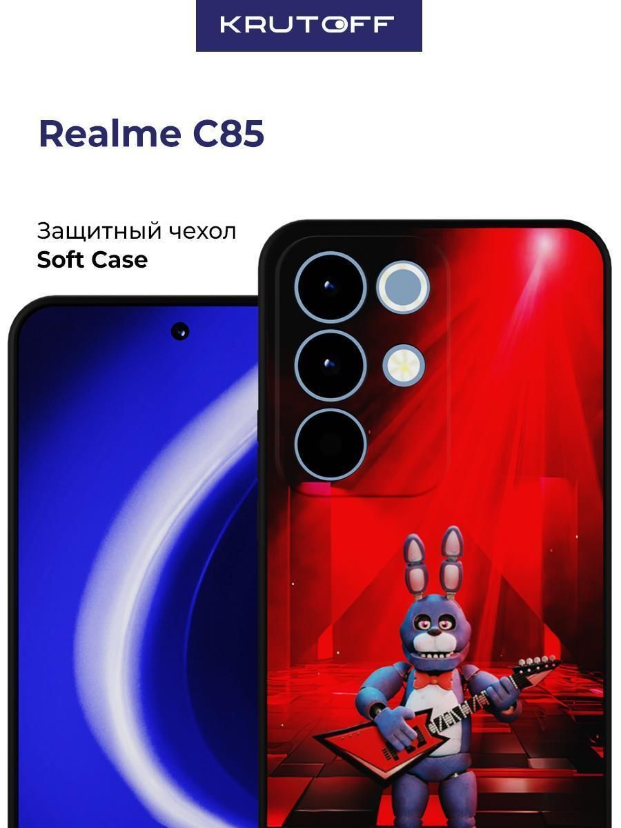 Чехол-накладка Krutoff Soft Case фнаф - Бонни с гитарой для Realme C85 черный