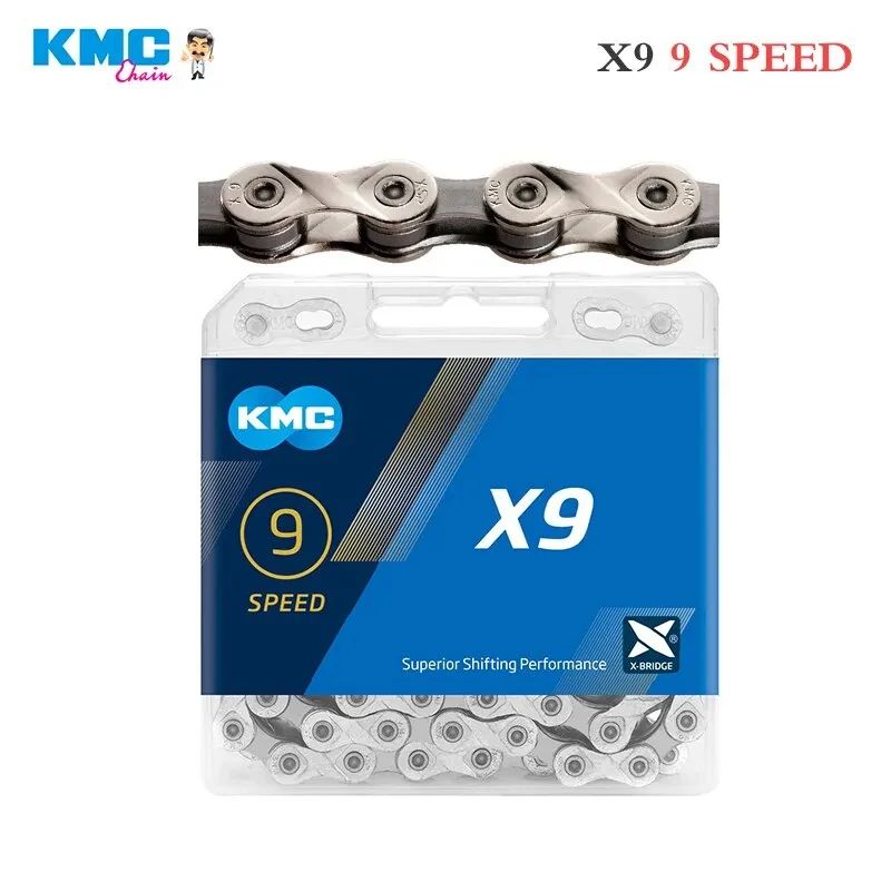 Цепь для велосипеда KMC X9, 9 скоростей, 116 звеньев, велосипедная