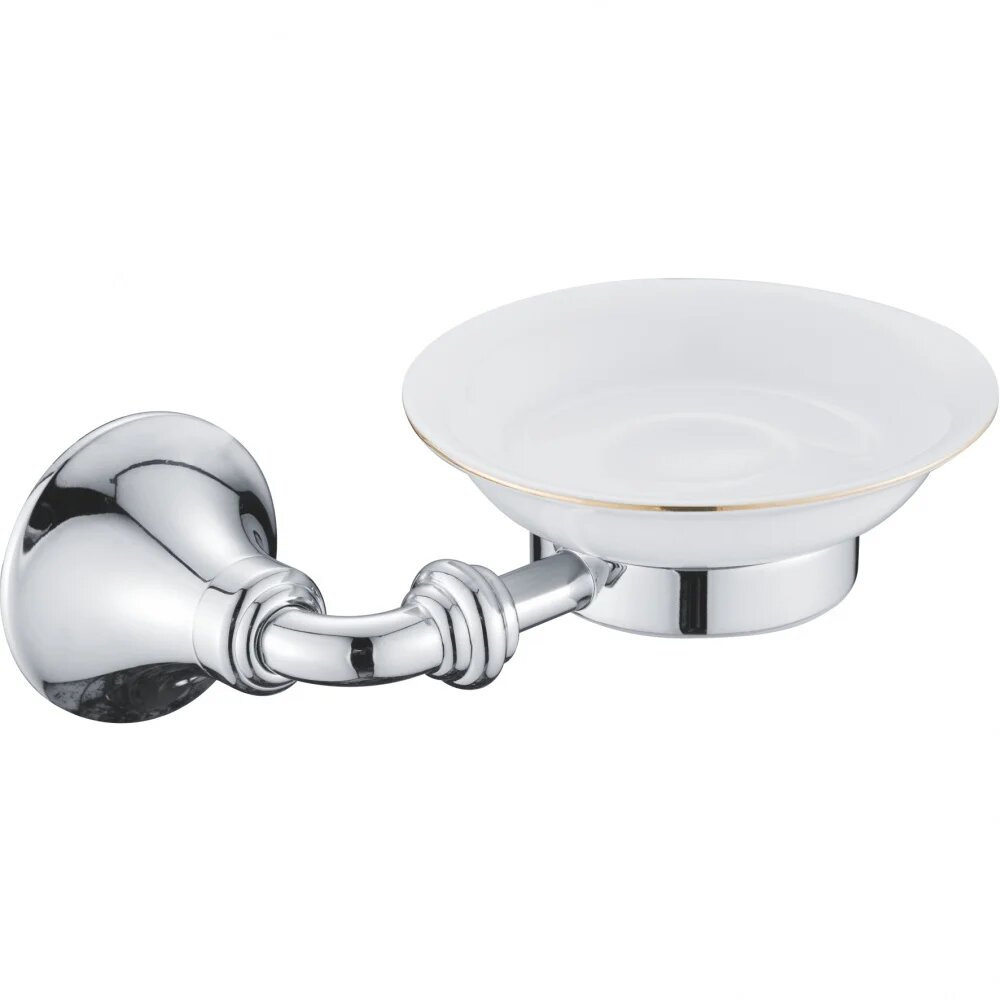 Мыльница Rose RG12 RG1203 настенная, керамическая, круглая, хром