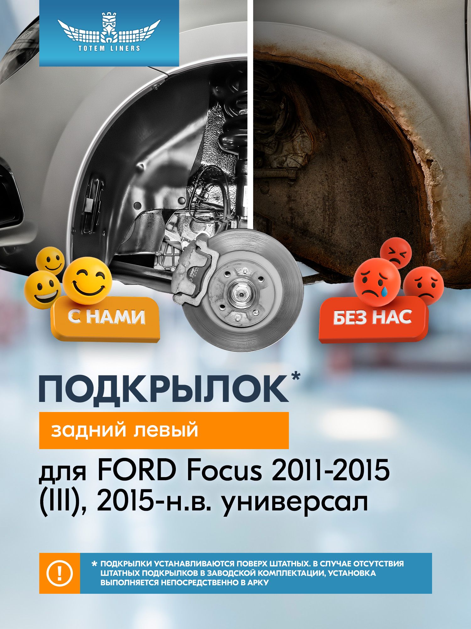 Подкрылок FORD Focus 3, 2015-, универсал (задний левый) / Форд Фокус