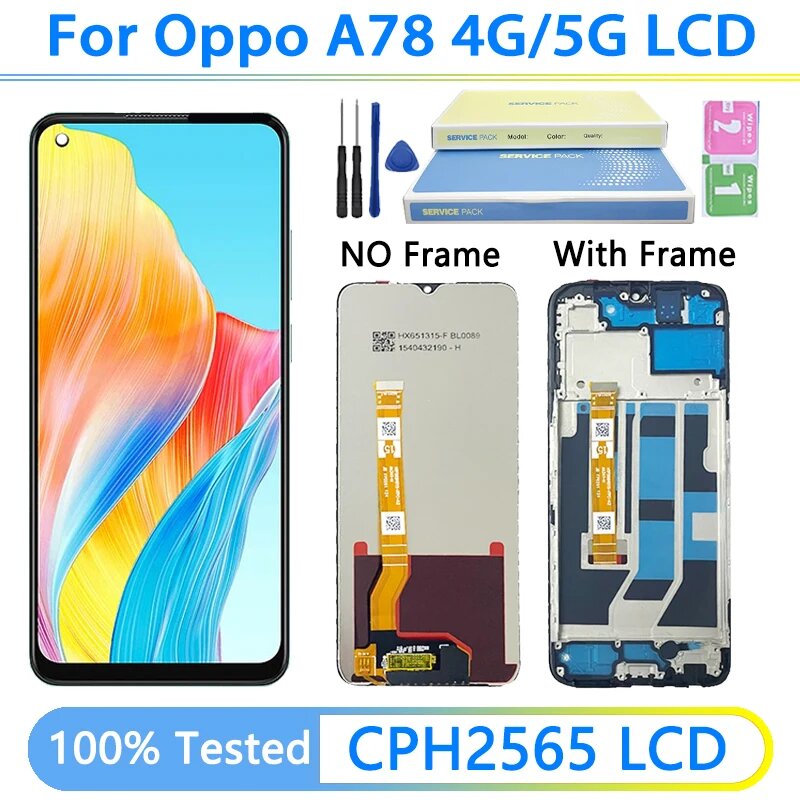 A78 5G Экран дисплея для OPPO A78 4G CPH2565 ЖК-дисплей для OPPO A78 CPH2483 4G OLED With Frame