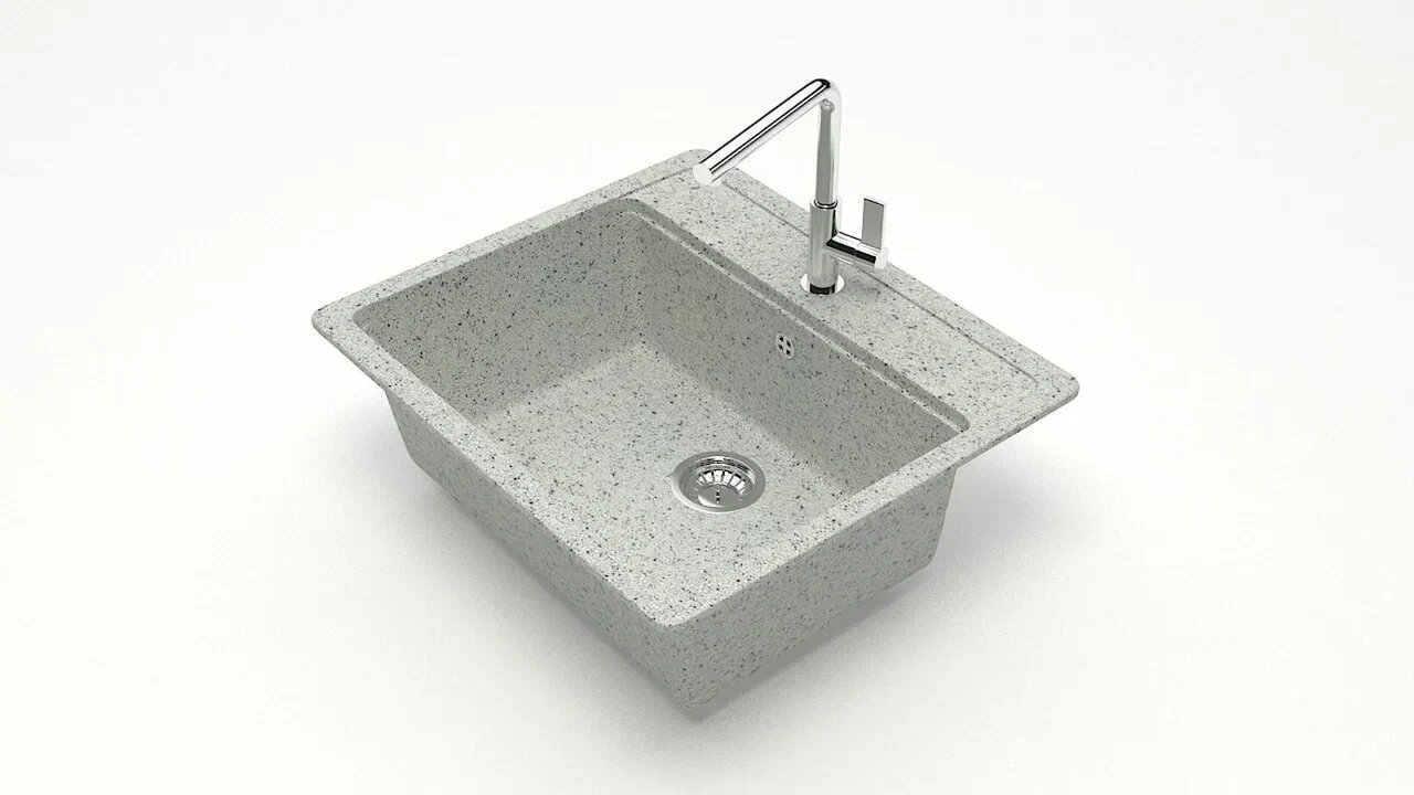 Кухонная мойка Grossberg 9/Q10 (светло серая), прямоугольная, каменная