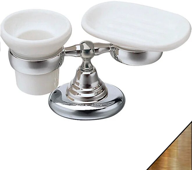 Мыльница Bagno & Associati Canova CA77292 керамическая, настольная, со стаканом, бронза