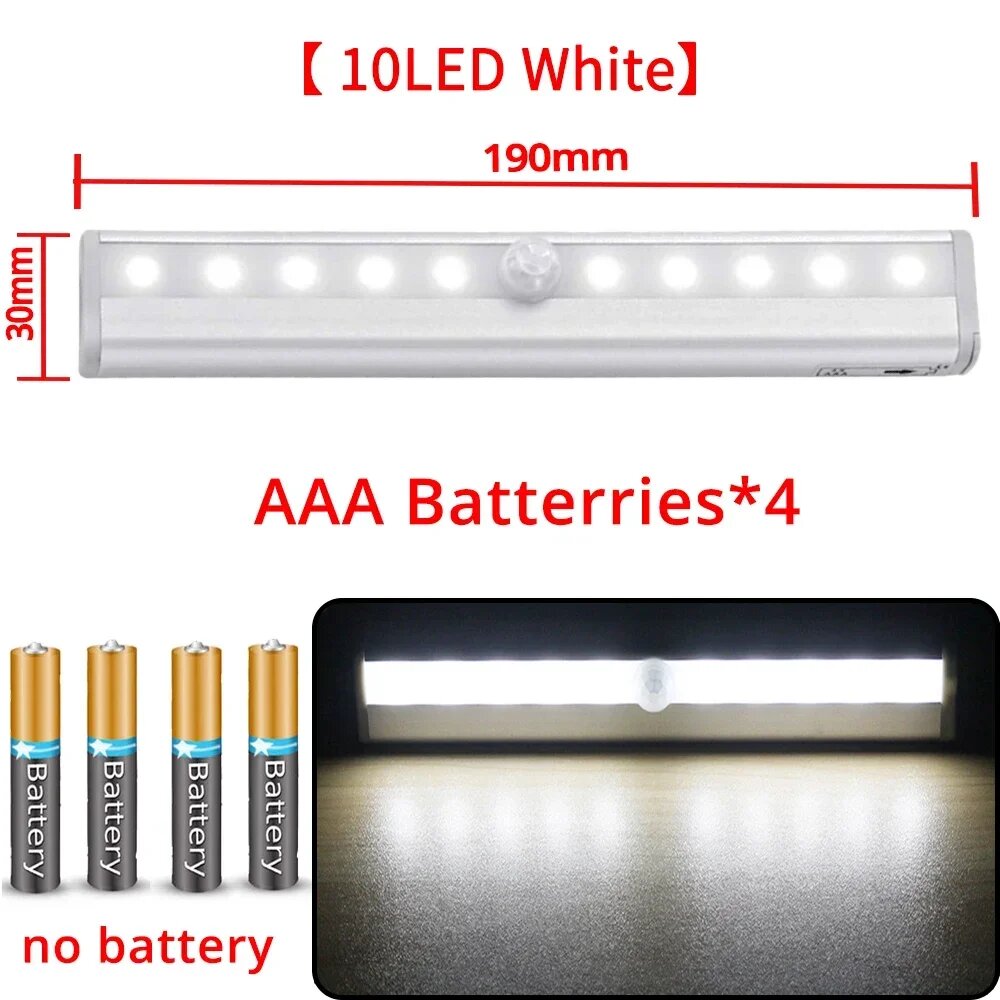 Светодиодный ночник 10LED White с датчиком движения