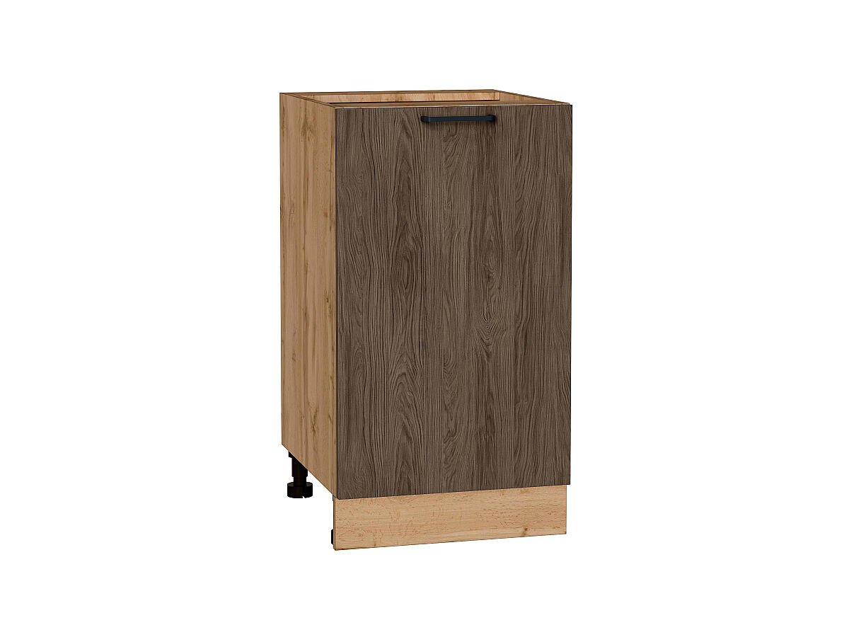 Шкаф нижний с 1-ой дверцей Флэт, цвет фасада Brown Casella Oak 2S, цвет каркаса Дуб Вотан, 816*450*478 (В*Ш*Г) мм