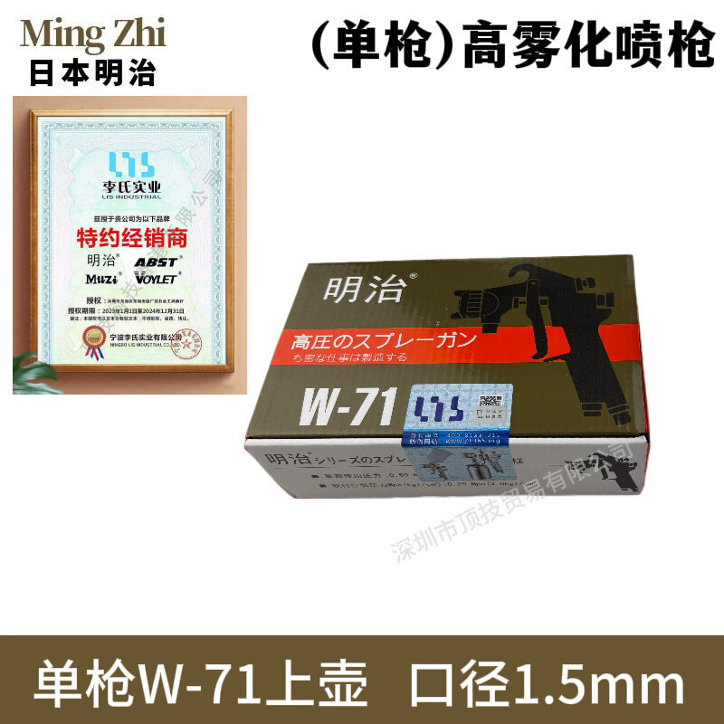 Краскораспылитель Meiji W-71G Высокого Распыления С верхним бачком 1.5мм для мебели и авто