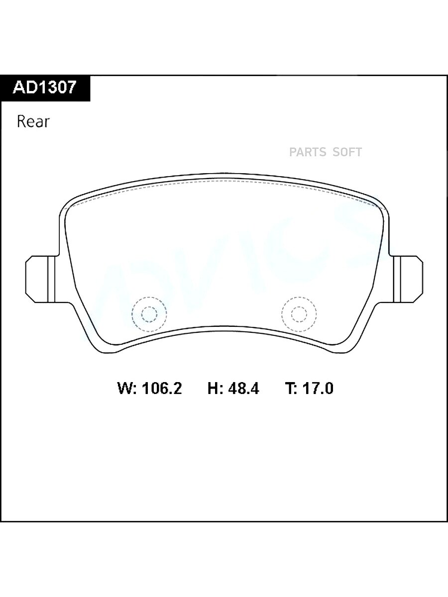 ADVICS AD1307 Дисковые тормозные колодки ADVICS (еврокерамика) задние арт. продавца ADVICSAD1307