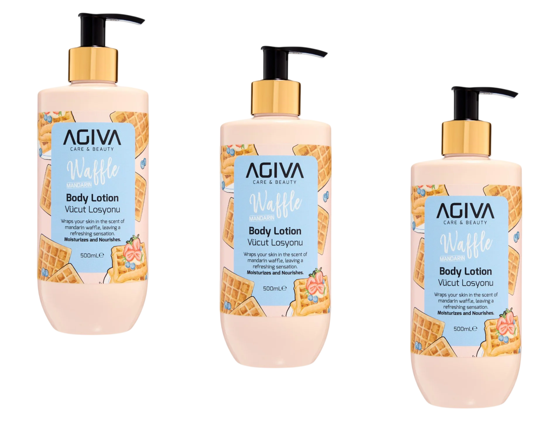 Лосьон Аgİva для тела Care&Beauty Mandarin Waffle 500 мл 3шт