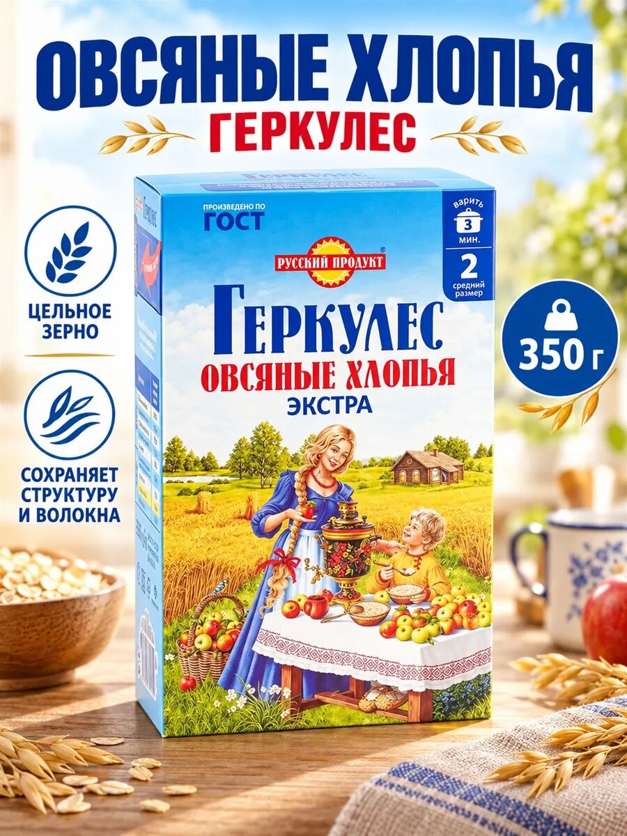 Набор геркулес овсяные хлопья 1 пачка 350 грамм 3 штуки
