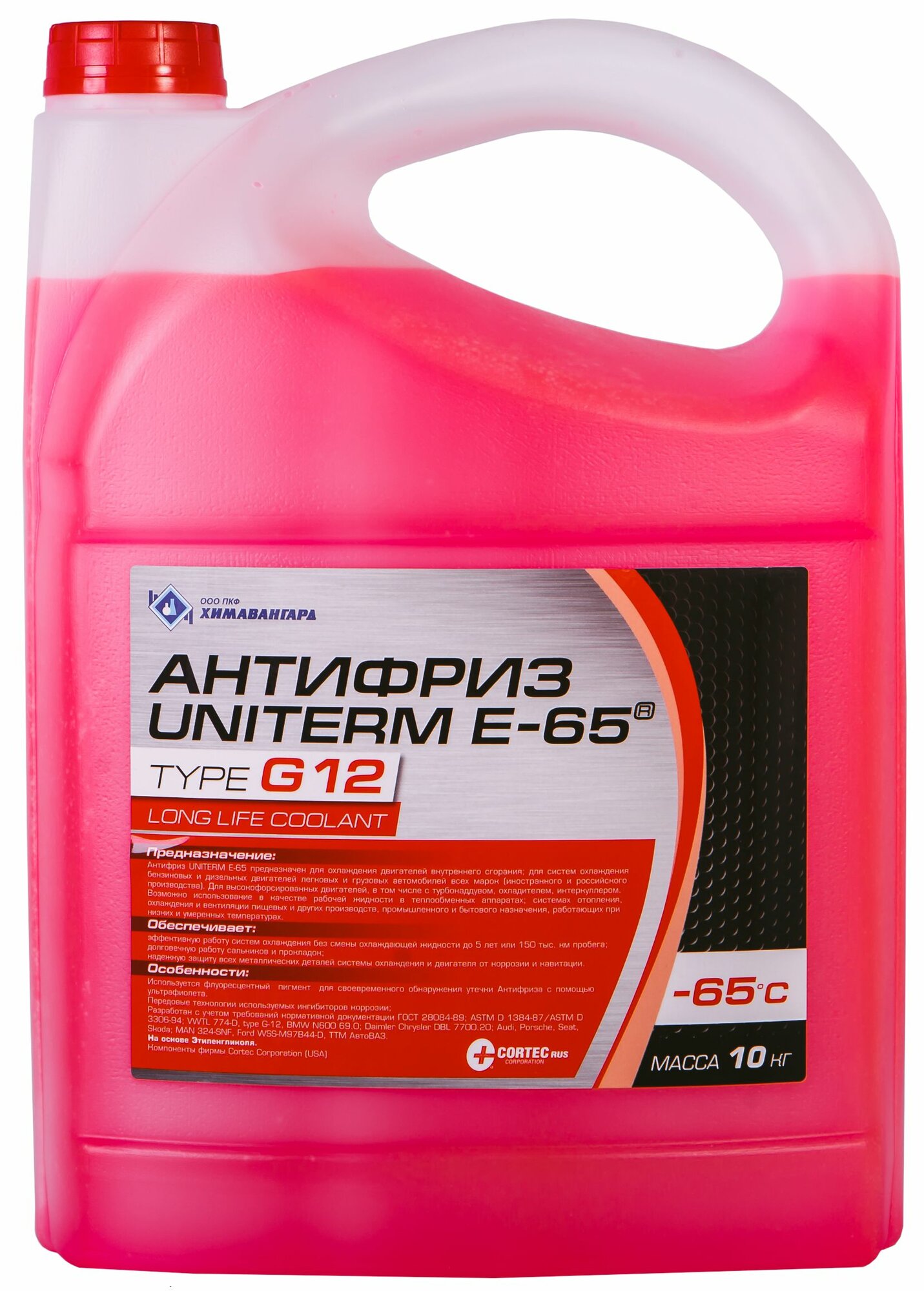 Антифриз UNITERM E-65 G-12 (красный, 10кг)