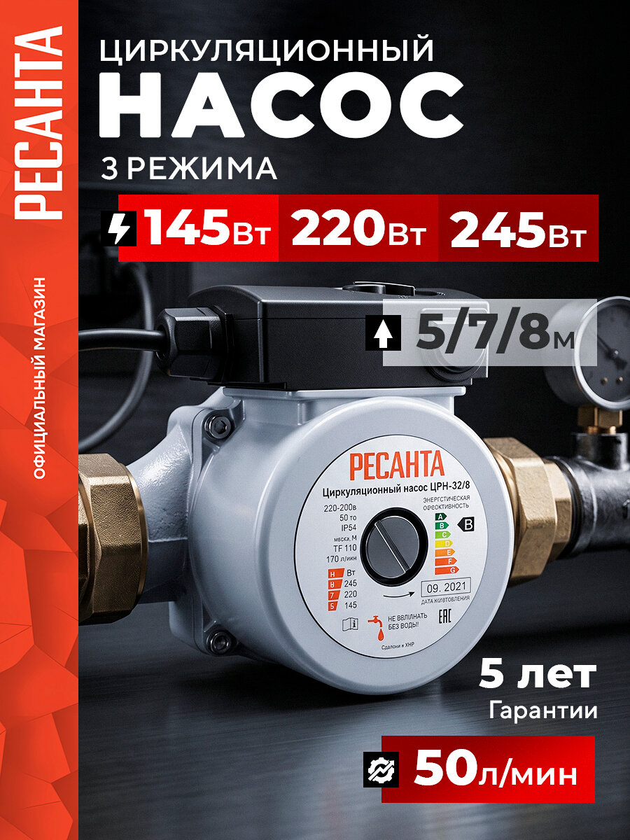 Циркуляционный насос ЦРН-32/8 Ресанта (180 мм, 2 дюйма)