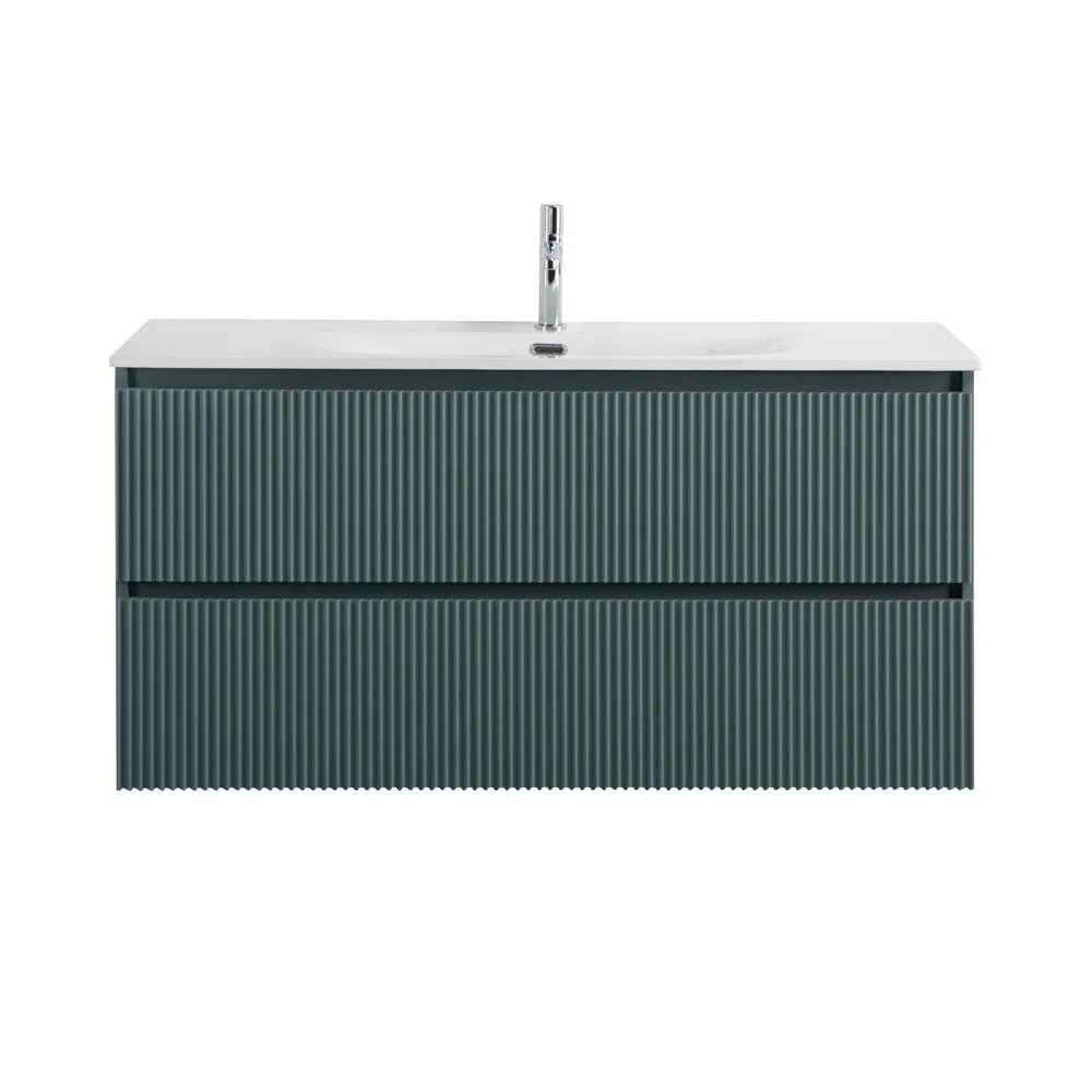 Тумба с раковиной BelBagno Uno 120 подвесная, 121 см, голубая, матовая, из МДФ, с ящиками, раковина для ванной фаянсовая, прямоугольная, встроенный слив-перелив