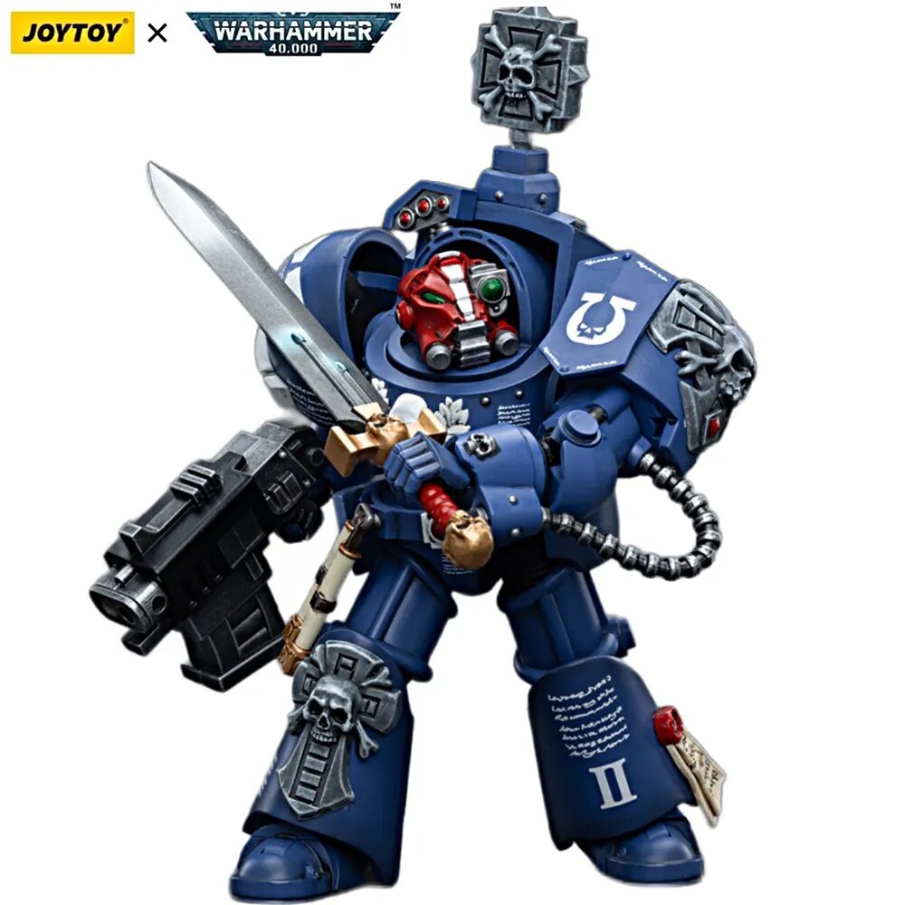 Подвижная фигурка JOYTOY Warhammer 40K 1/18 Ультрамарины Отряд терминаторов Терминатор со штурмовой пушкой Подарочная модель