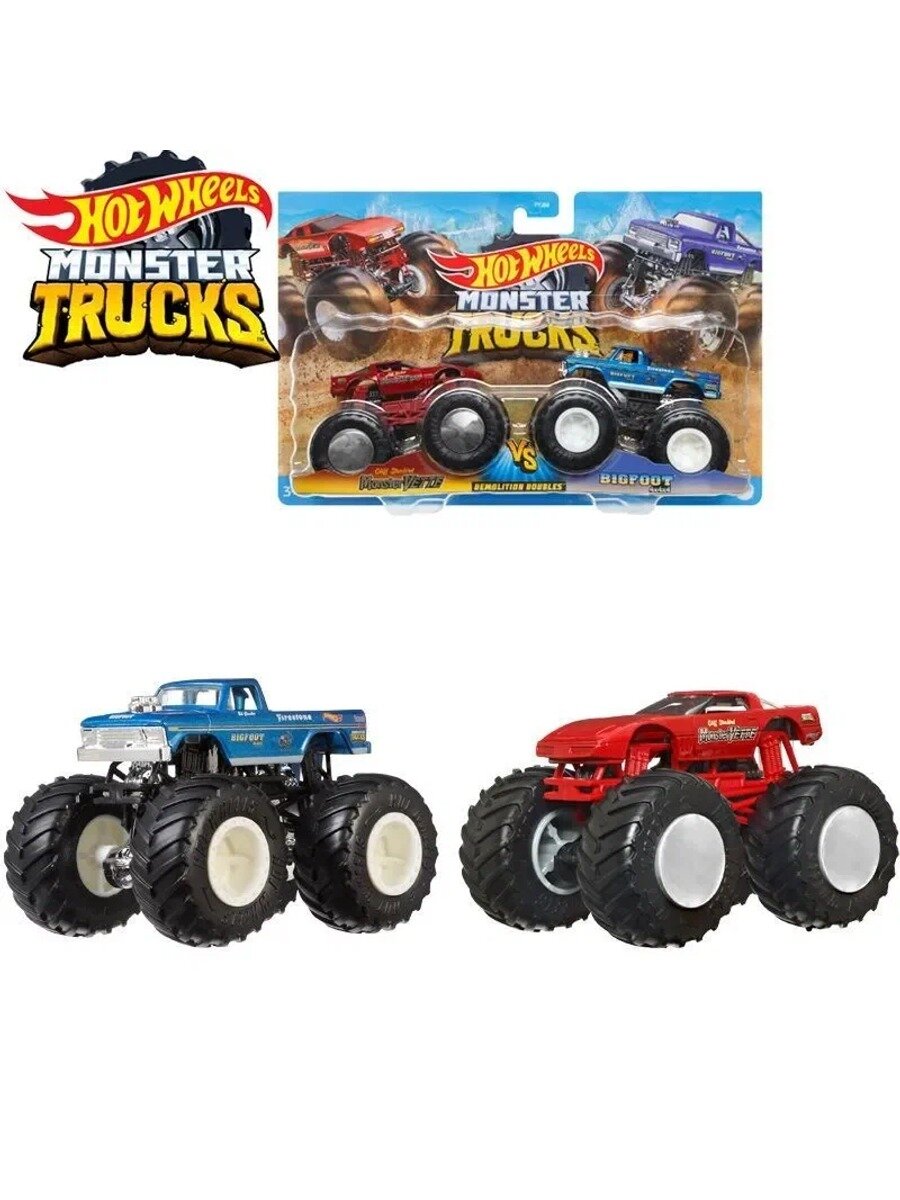 Машинка Mattel Hot Wheels Монстр Трак Мультяшный автомобиль FYJ64 Monster Vette Vs Bigfoot