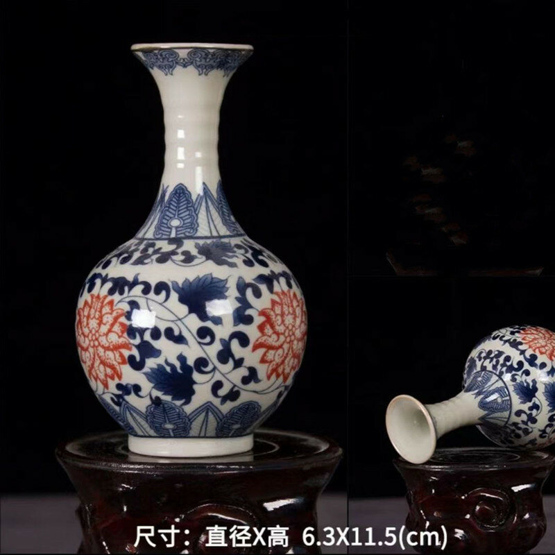 Античная Зеленая Глазурь Ваза Украшения Античный и античный Qianlong Год Цветочный Сосуд Эмаль Цвет Античная Стойка A12