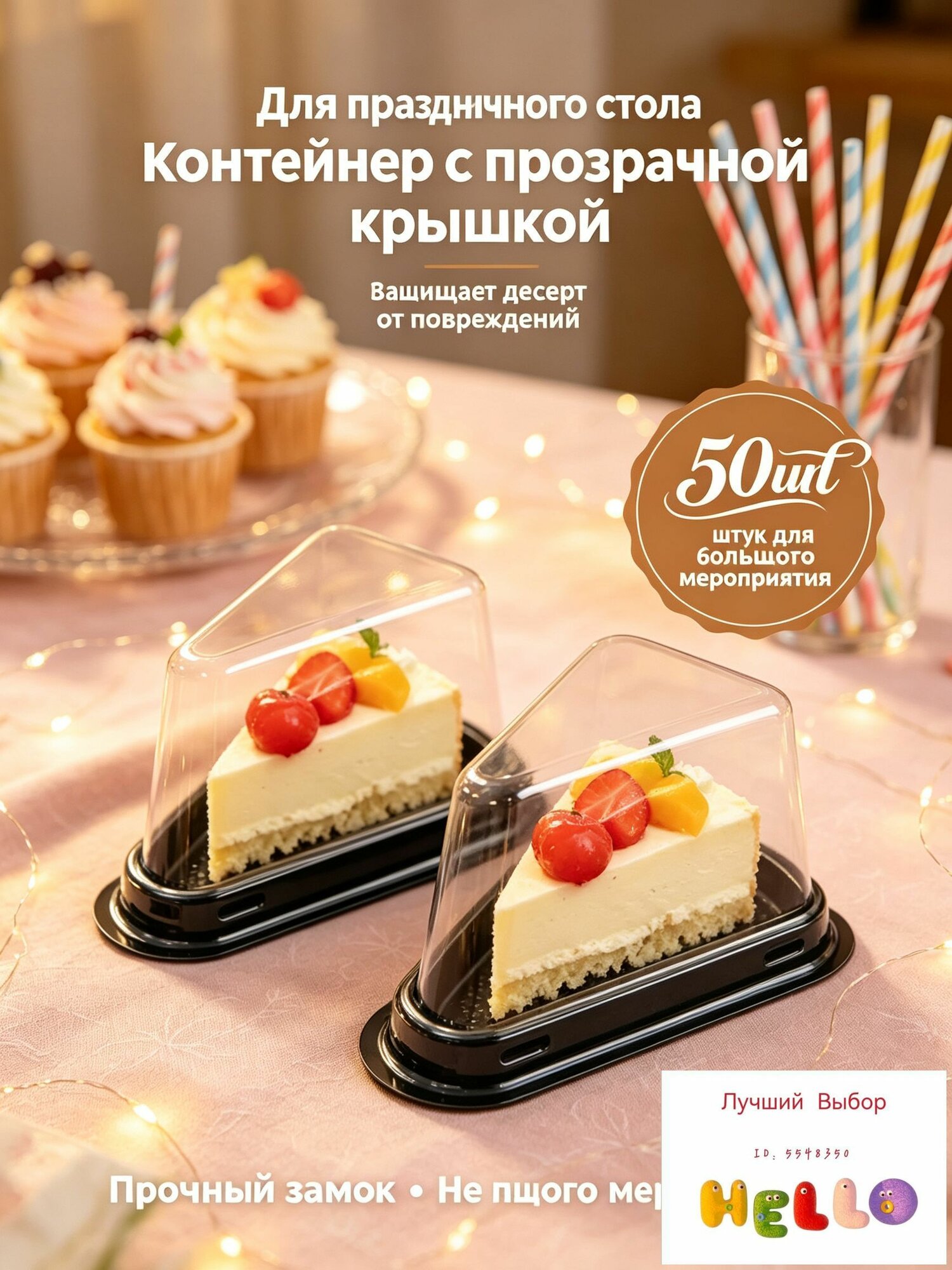 50 шт. Треугольная коробка для хранения торта, контейнер для торта с крышкой, черный прозрачный
