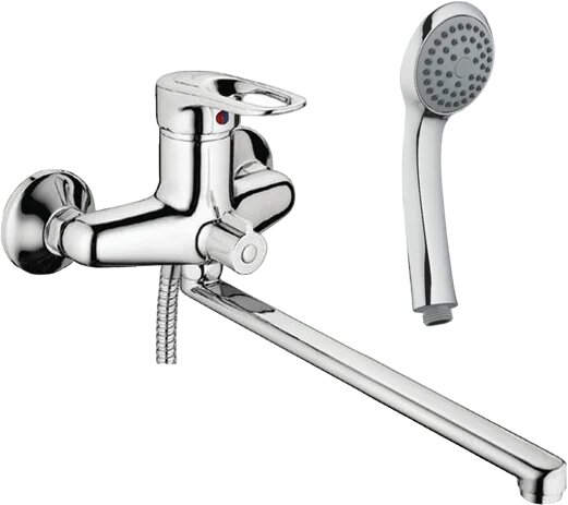 Смеситель для ванны с длинным изливом Ledeme H04 L2204 с душевым гарнитуром, поворотный, латунный, хром, глянцевый, смеситель для ванны с душем, рыч