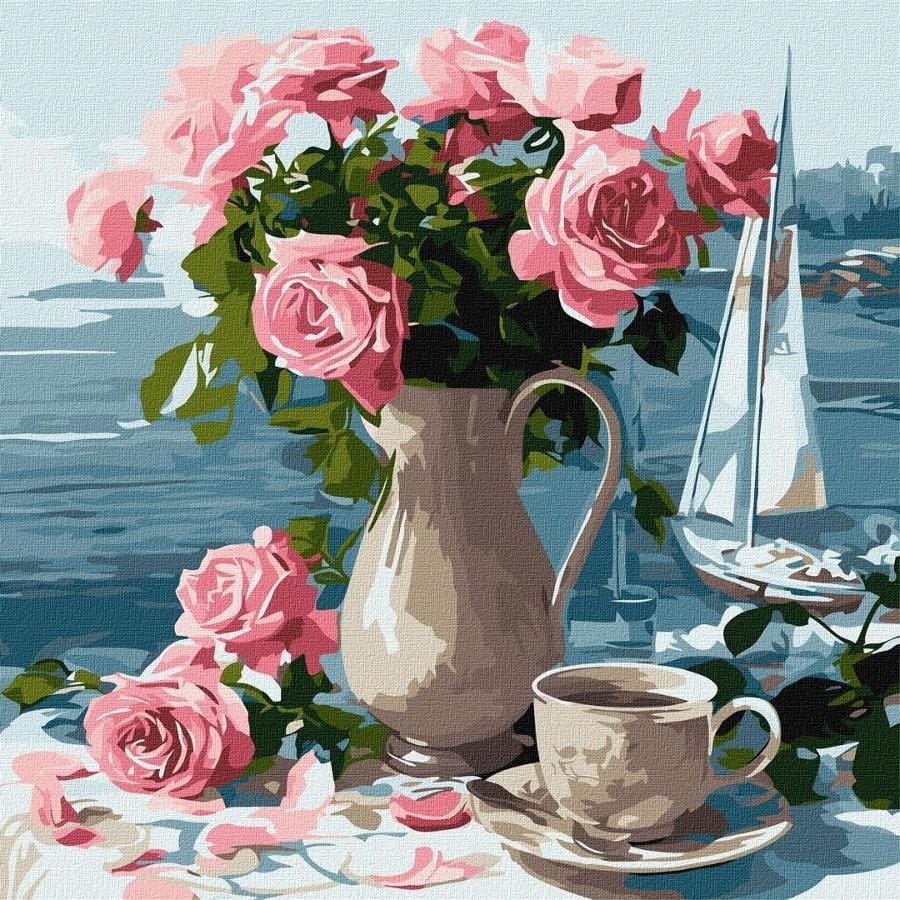 Набор для рисования, росписи Ideyka рисование по номерам Утренние розы, 40x40 см