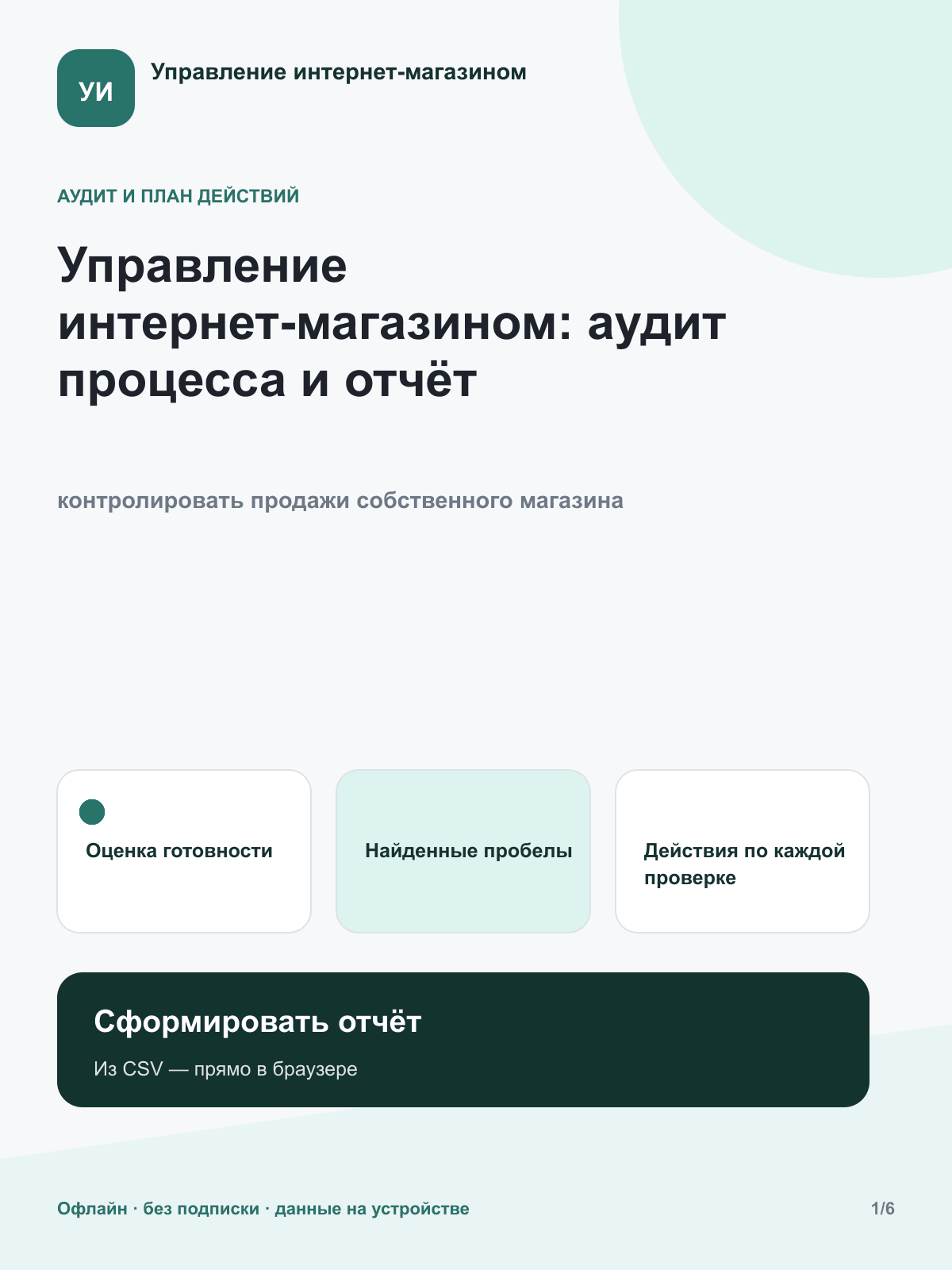 Управление интернет-магазином: аудит и отчёт
