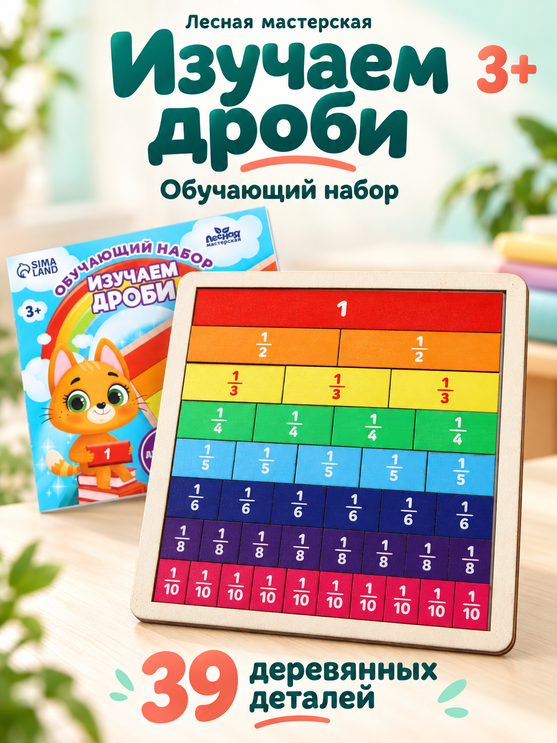 Обучающий набор Лесная мастерская "Дидактические игры и материалы. Дроби", от 3 лет