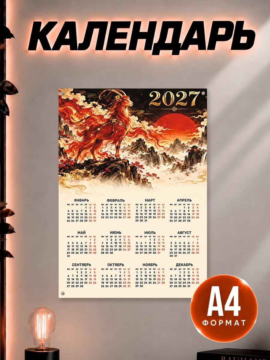 Календарь 2027 настенный красная огненная коза