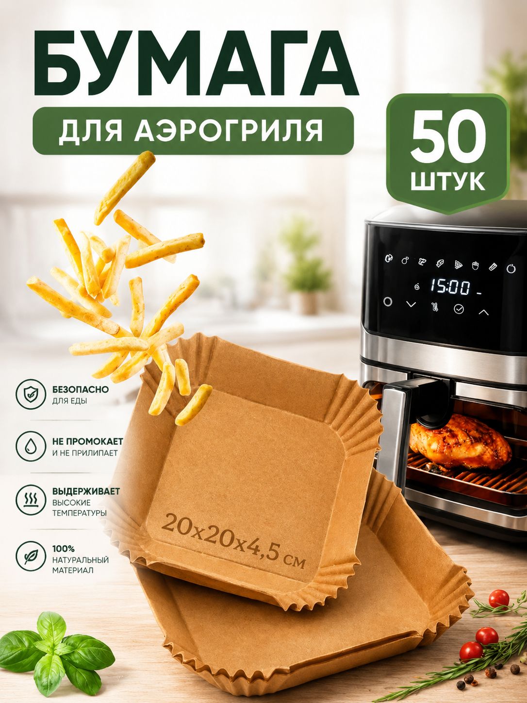 Бумага пищевая 20 м х 20 см, 50 шт