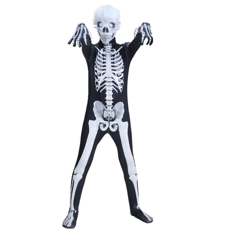 Костюм скелет для детей бренд halloween с тканью молочный шелк для карнавала и вечеринки 180см