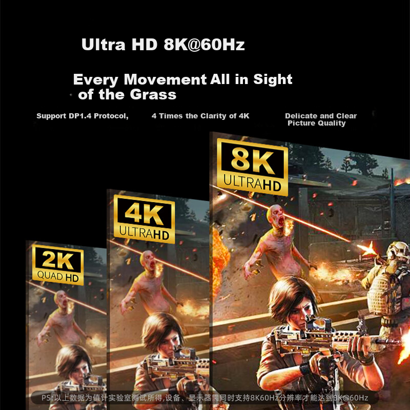 Кабель ZLEUE Type-C в DP1.4 с преобразователем для 8K60Hz 4K240Hz 165Hz, 2м, совместимый с Mac ноутбуками
