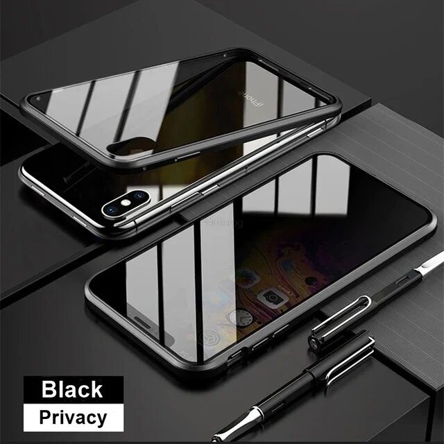 Черный магнитный чехол для iPhone XS Max с защитой приватности