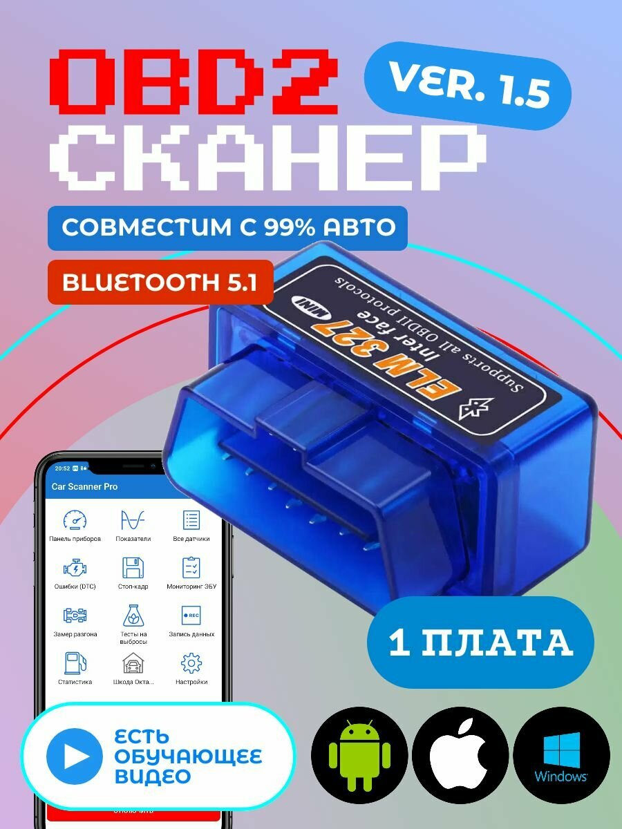 ELM327 OBD2 v1.5 сканер для чтения ошибок и диагностики