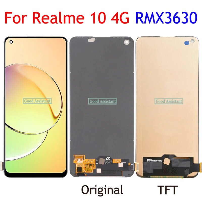6,4-дюймовый Amoled/TFT черный для OPPO Realme 10 4G RMX3630, ЖК-дисплей, сенсорный TFT NO Frame