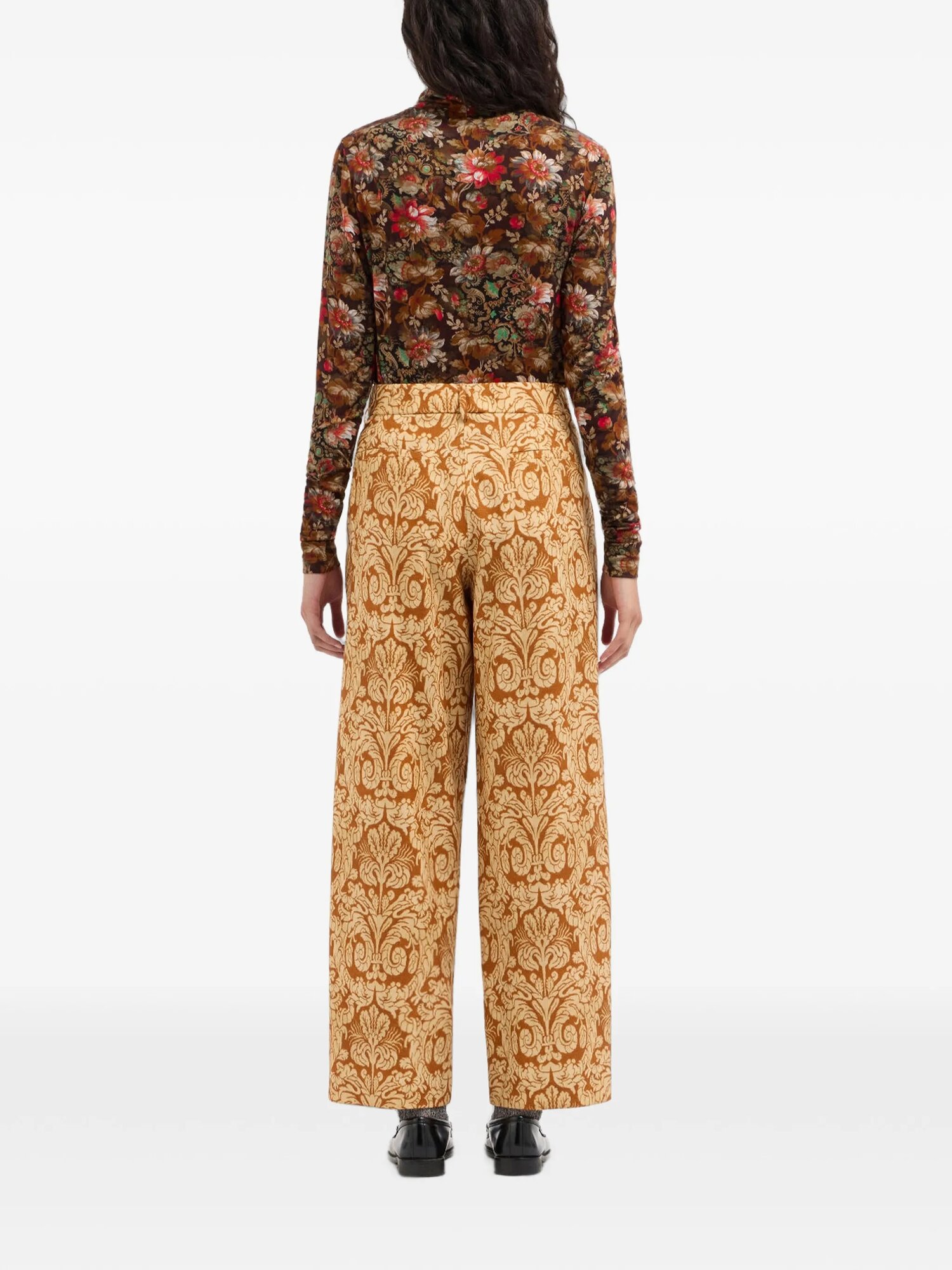 Брюки Pierre-Louis Mascia Beatex damask-pattern wool trousers, размер 52, желтый — фото 1