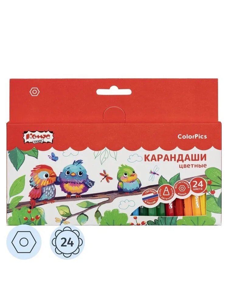 Набор цветных карандашей 24 цветов Комус Класс ColorPics