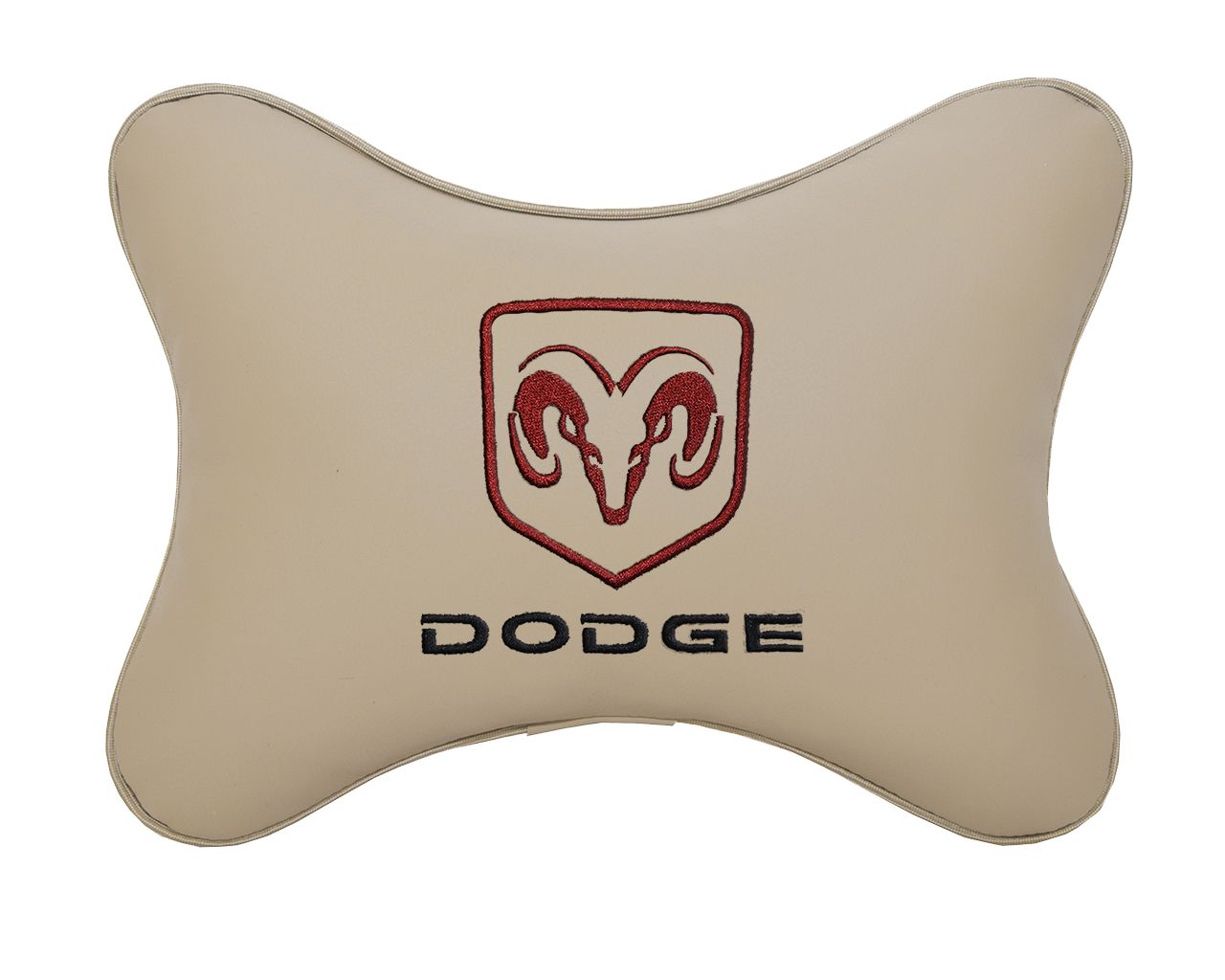 Подушка на подголовник автомобильная бежевая экокожа DODGE