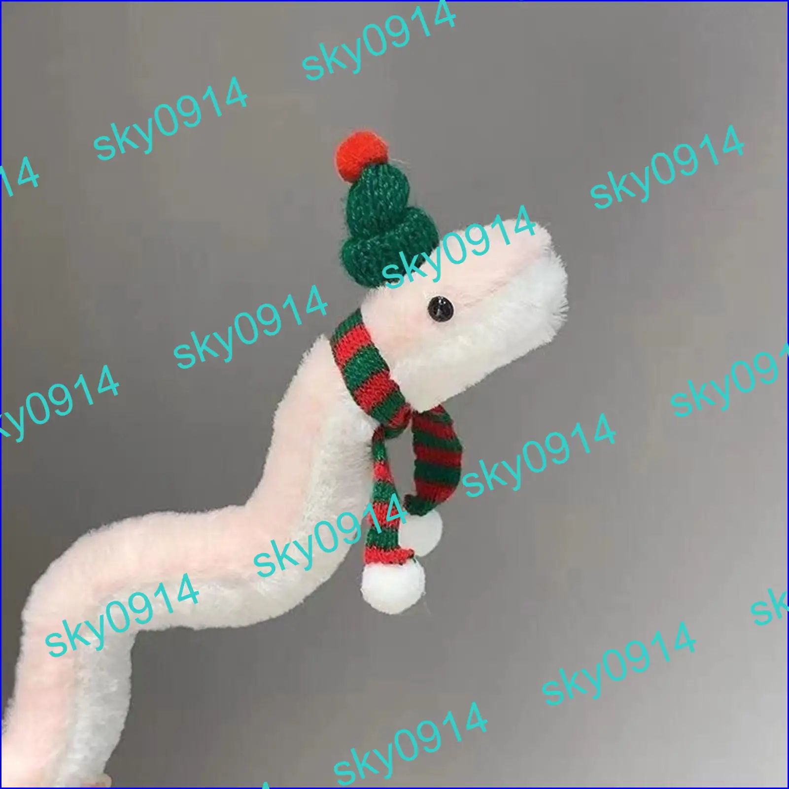 Мягкая игрушка змейка в зеленом шарфе, талисман года змеи, плюшевая фигурка для детей и взрослых, подарок на Новый год
