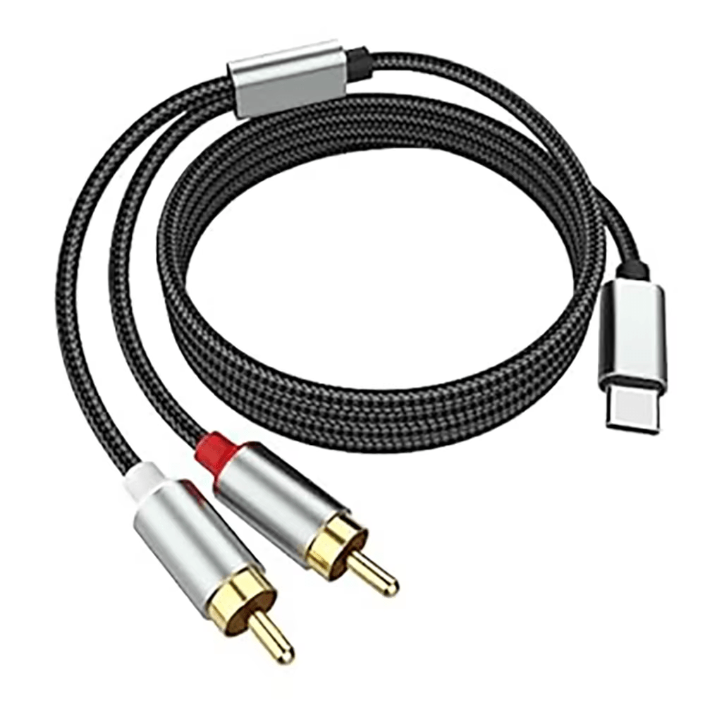 Аудиокабель USB-C — 2x RCA для смартфонов, планшетов, домашних кинотеатров, DVD-плееров и колонок, длина 39,37 дюйма