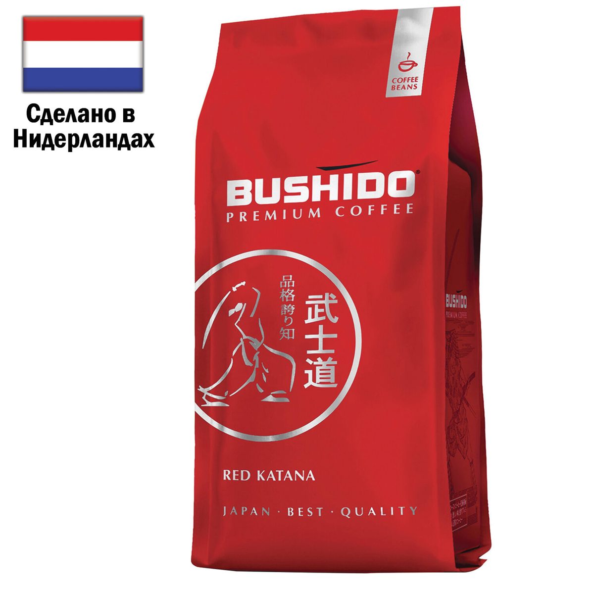 Кофе в зернах Bushido Red Katana, натуральный, 1000г, 100% арабика, вакуумная упаковка (BU10004007)