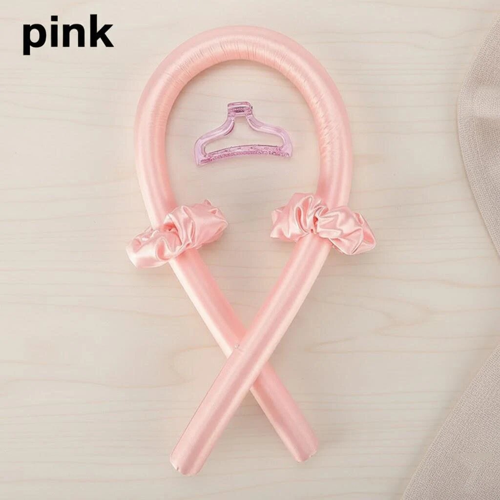 Набор из 4 шелковых резинок для волос для создания локонов Розовый, 4PCS pink