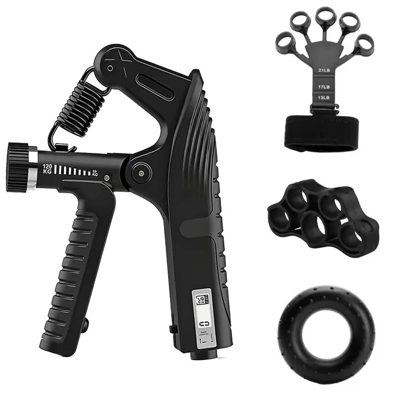 Регулируемый тренажер для силы хвата 10-120 кг Black set