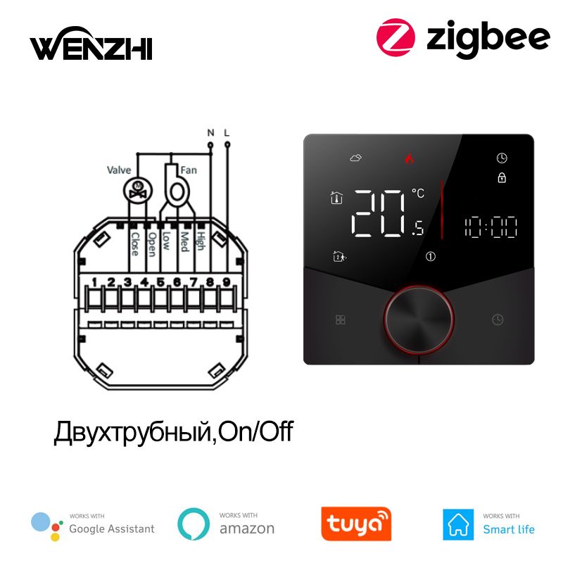 WENZHI Терморегулятор, термостат Для кондиционеров, Для водопровода, черно-серый