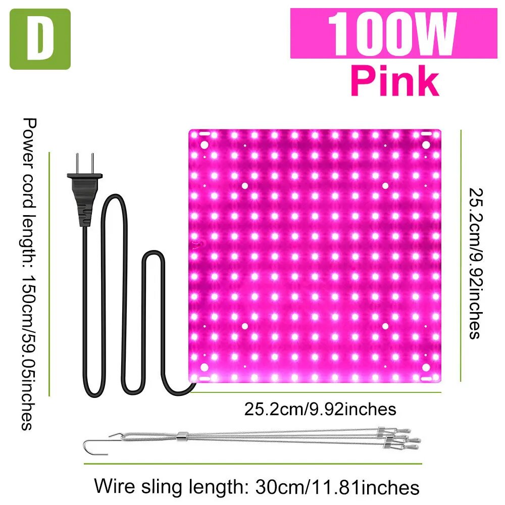 CanLing 100W LED Фитолампа Quantum Board D Pink 100W, US plug