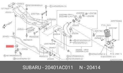 Втулка Стабил. Перед. D 19 Мм Impreza (G11) 2000-2007 / Forester (S10) 1998-2002