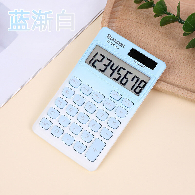 Гибкий калькулятор RZ-320PRO, солнечный, двойной мощности, синий и белый