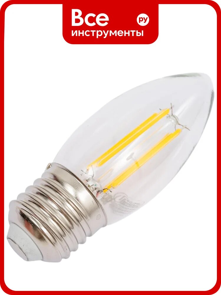 Светодиодная лампа General Lighting Systems Филамент прозрачный E27 8Вт 230В 610Лм 2700К Теплый белый свет Свеча GLDEN-CS-8-230-E27-2700 649974