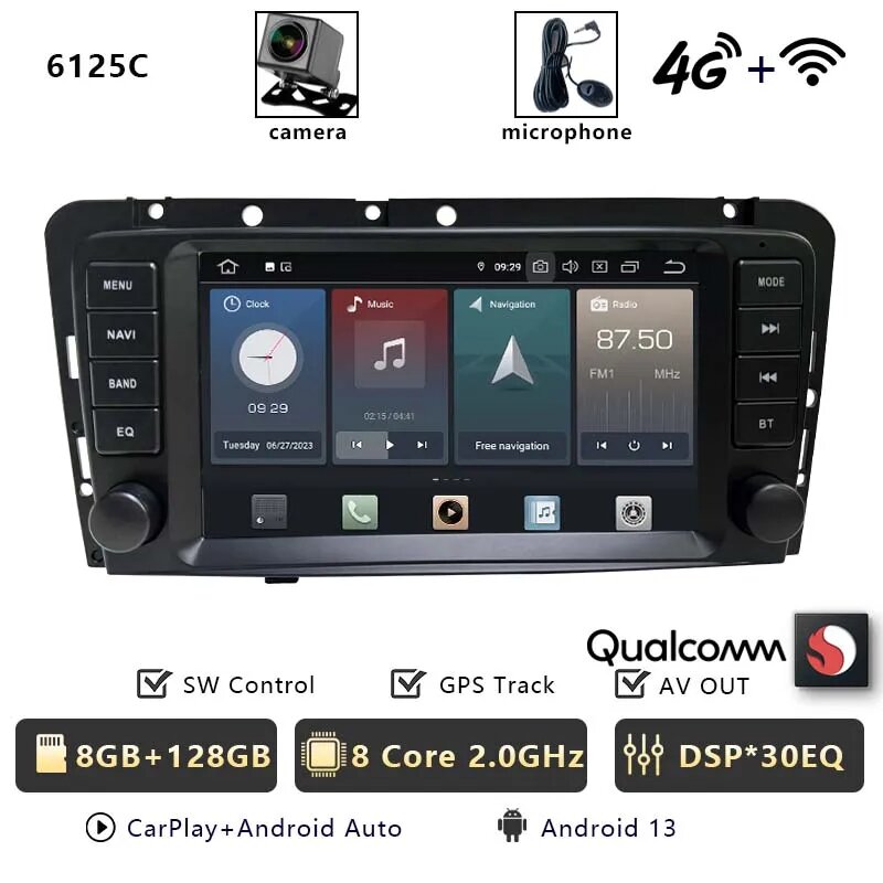 Автомагнитола Android 13 Carplay для Volvo S40 V40 S60 V70 XC70, 6125C, 8GB+
