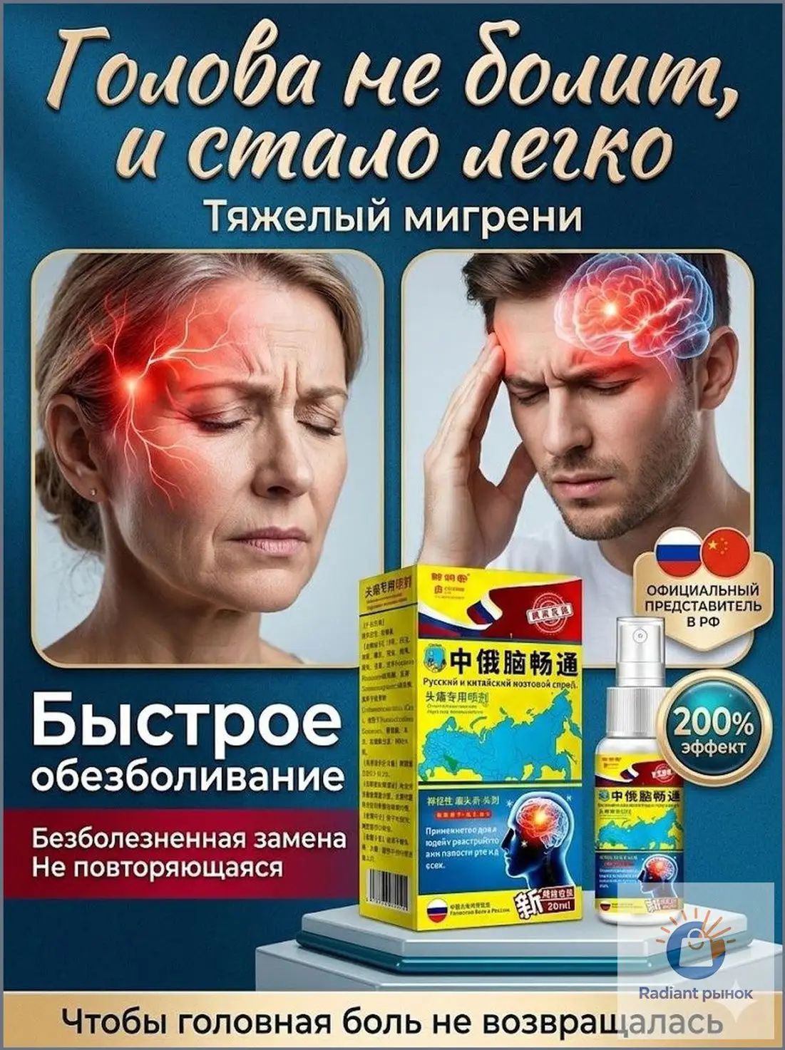 Эксенза спрей от мигрени боли и мигрени