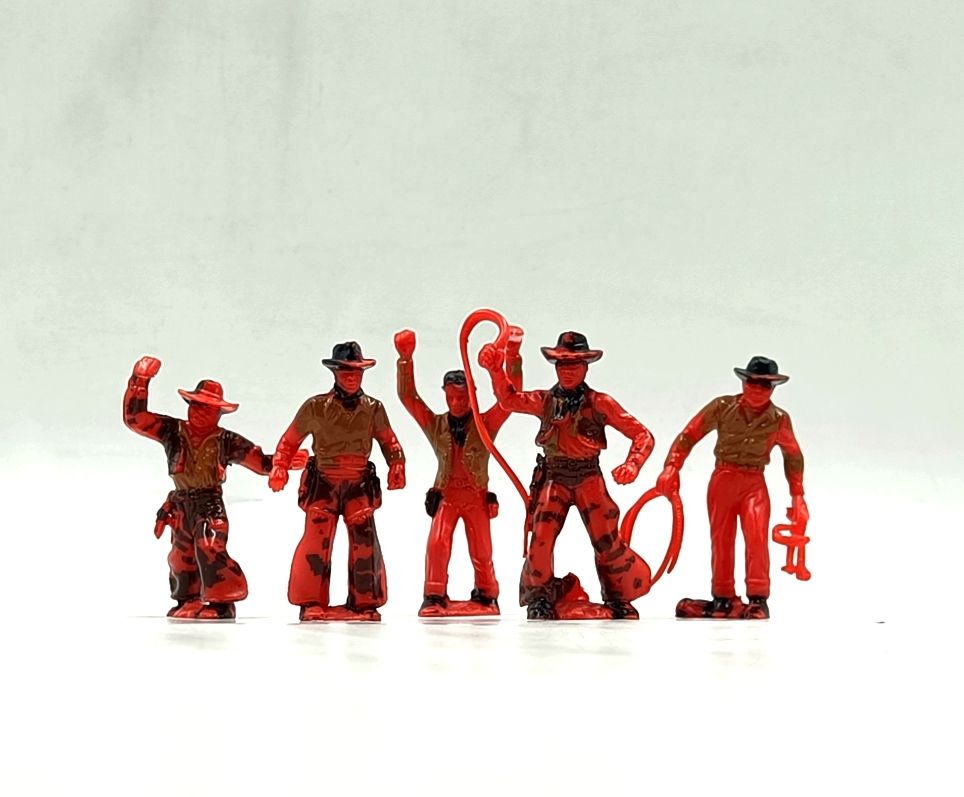 Набор винтажных солдатиков Ковбои , 5 шт, ДЗИ / Marx Toys, СССР, 6см