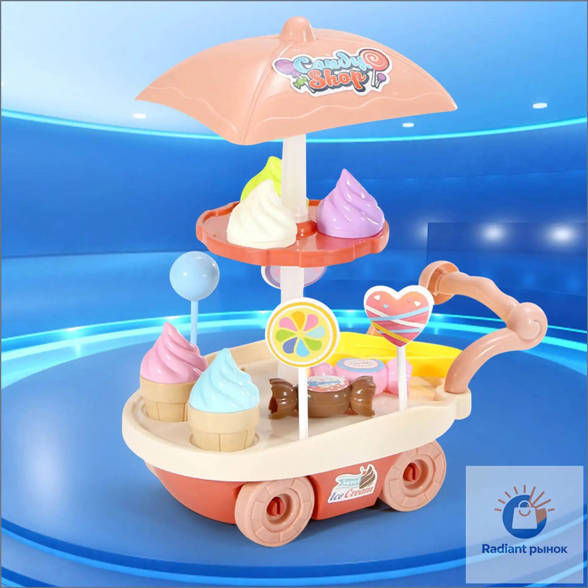 28шт детский игровой домик Yihui Ice Cream cart имитация мини-тележки для мороженого с конфетами тележка для конфет